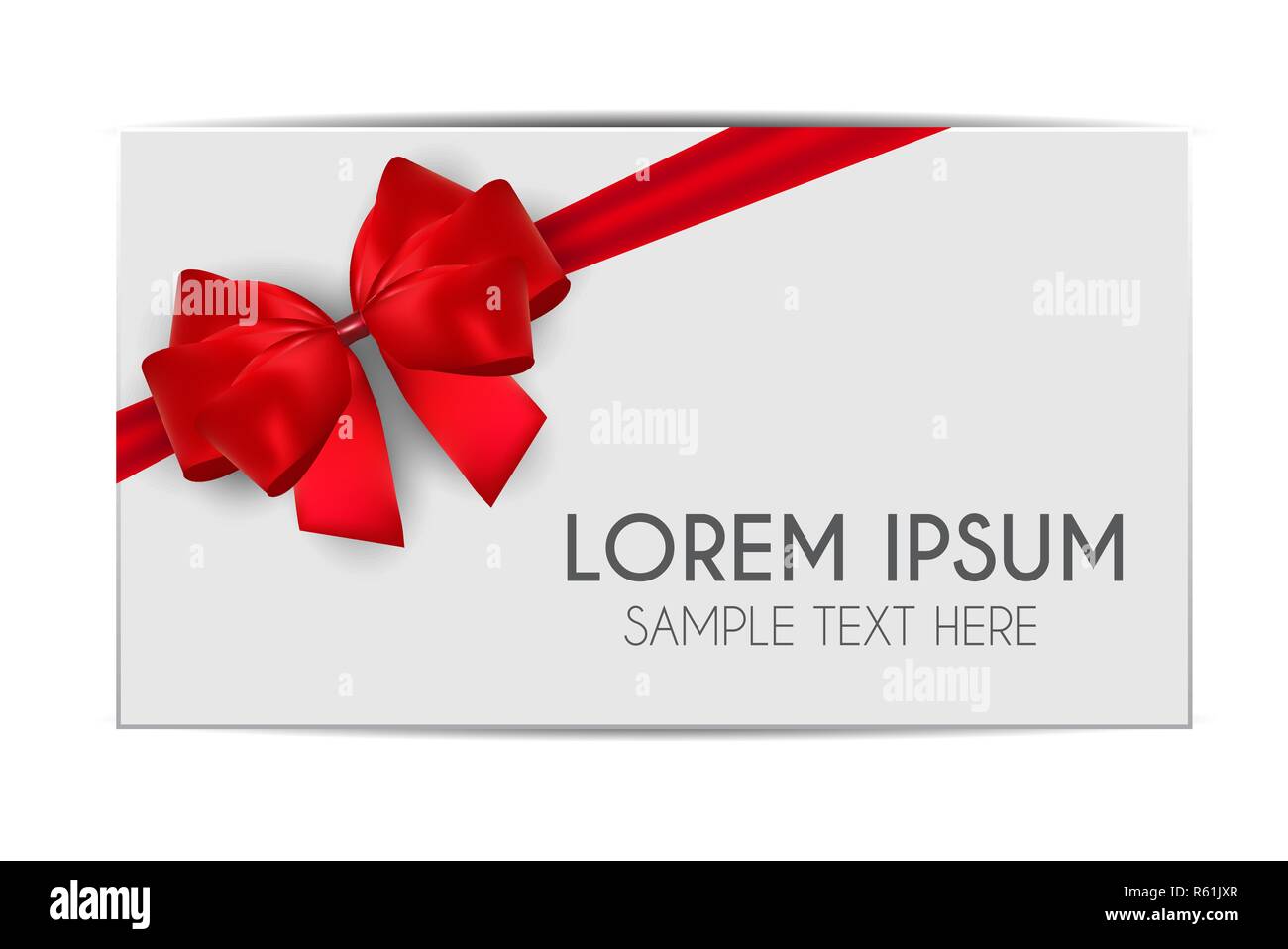 Blank Gift Card Template with Red Bow and Ribbon. Vector Illustration ...