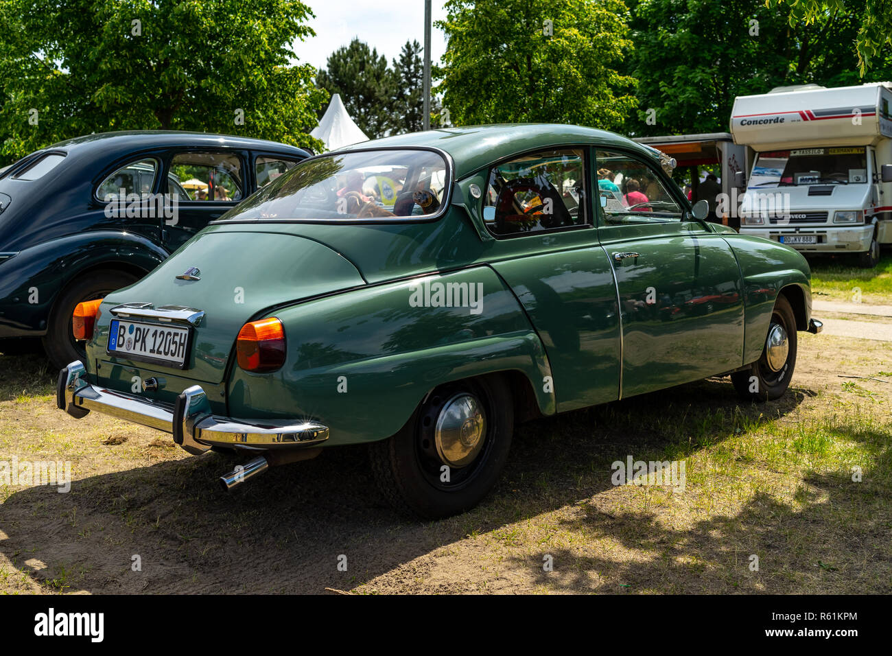 PAAREN IM GLIEN, GERMANY - MAY 19, 2018: Compact car Saab 96 V4, 1967 ...