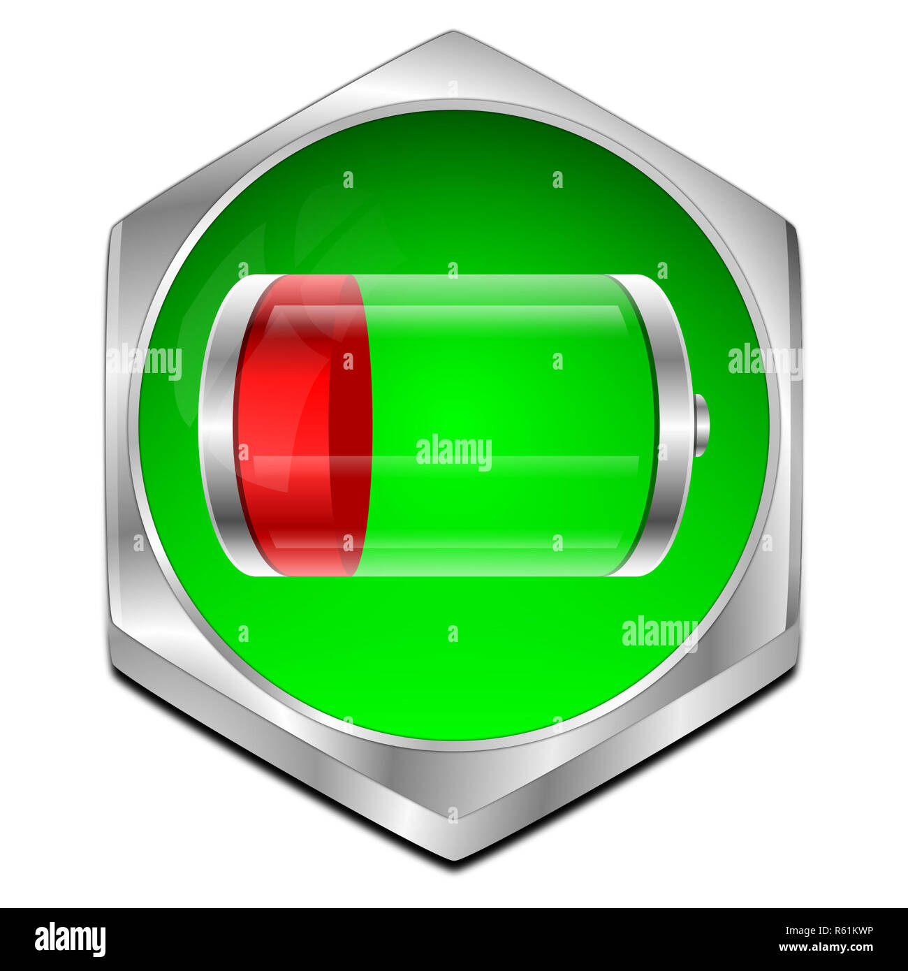 green red Battery Button - 3D illustration Stock Photo - Alamy