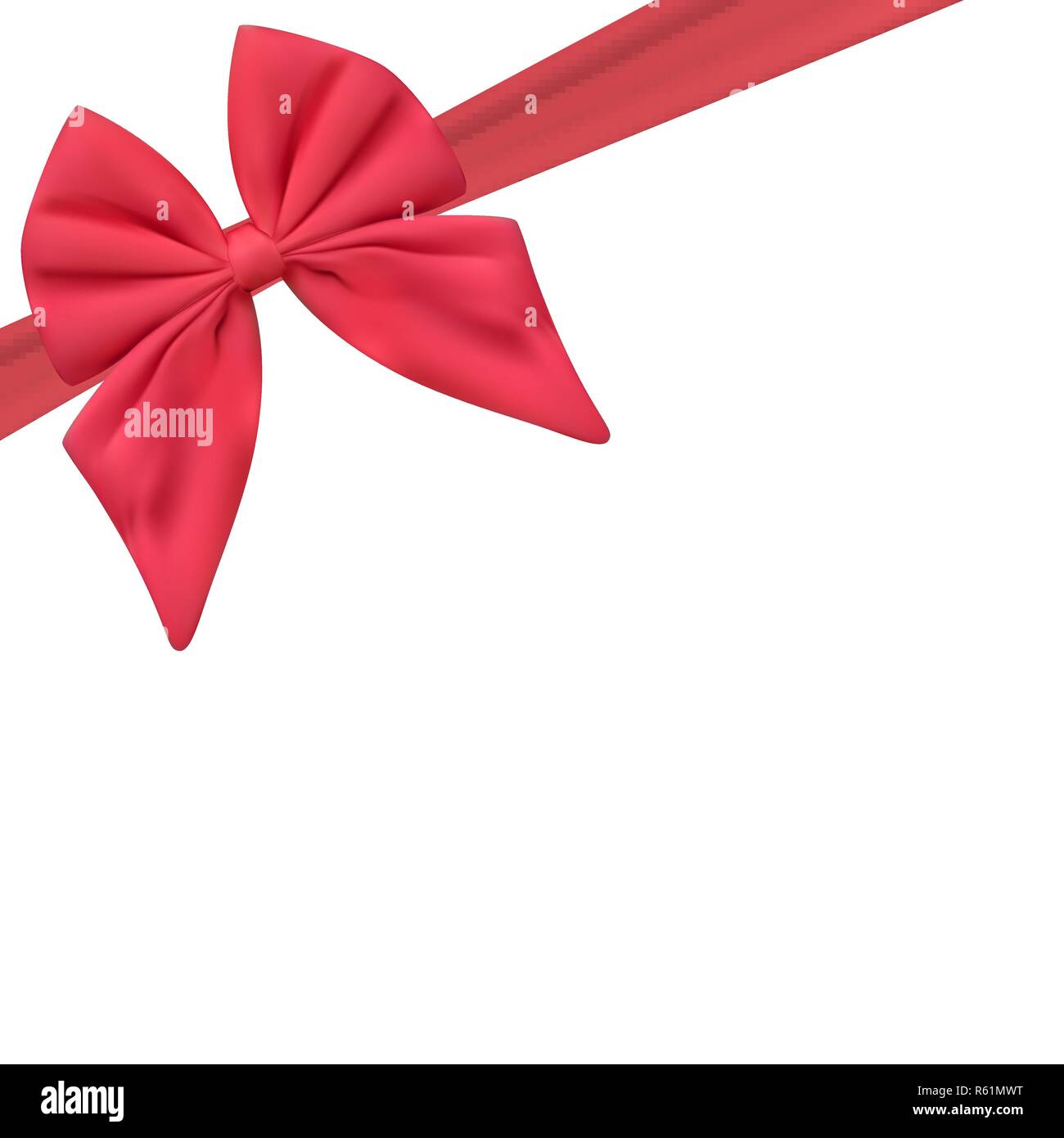 Blank Gift Card Template with Pink Bow and Ribbon. Vector Illustration ...