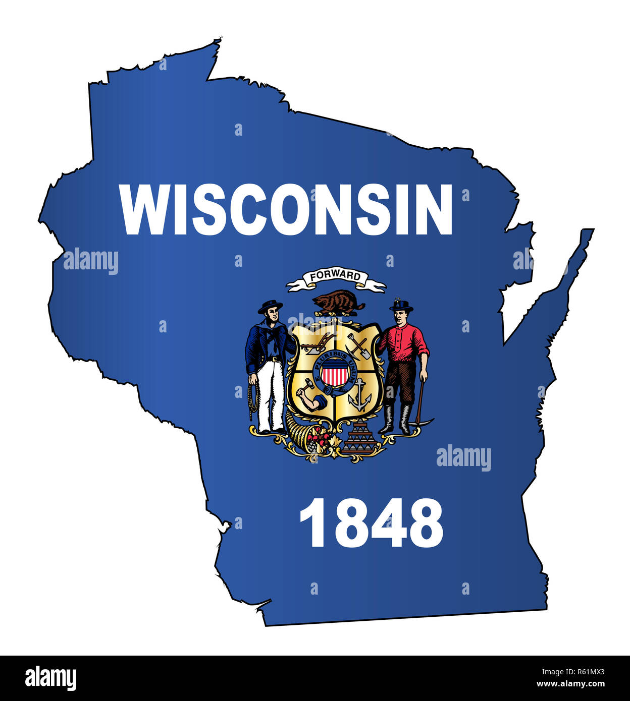 Wisconsin Outline Map And Flag Stock Photo - Alamy