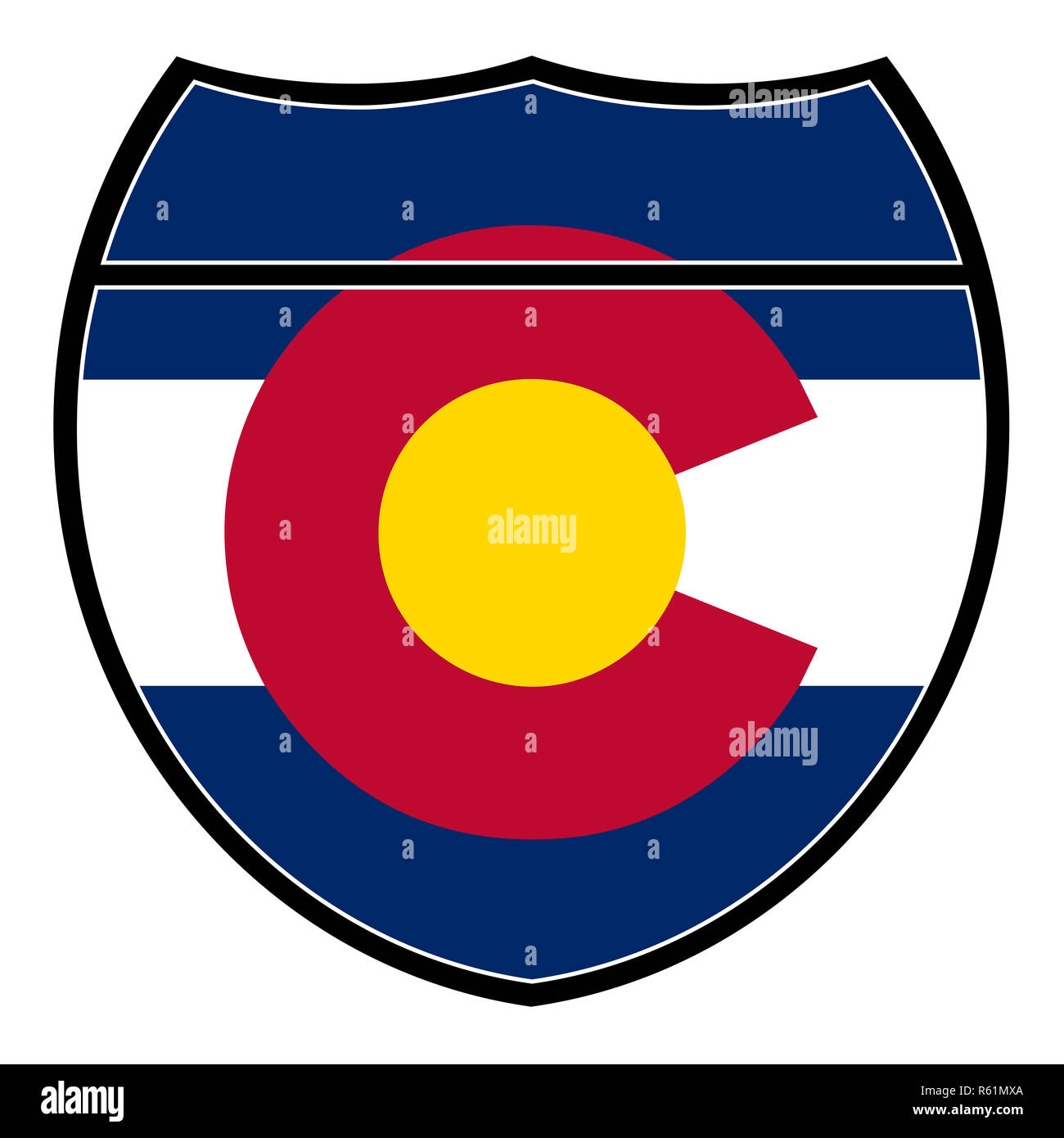 Colorado Flag In An Interstate Sign Stock Photo - Alamy
