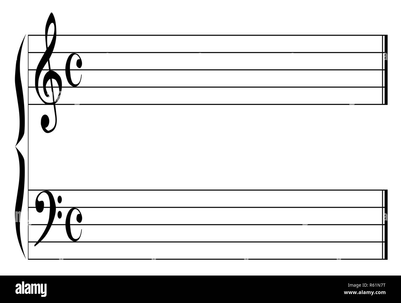 Bass treble clef stave Black and White Stock Photos & Images - Alamy