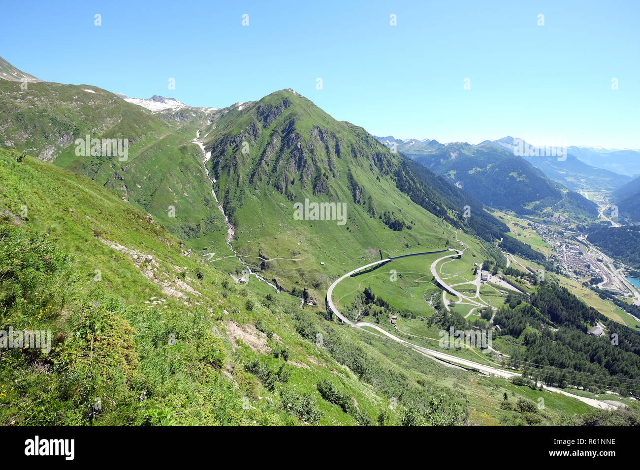 The St. Gotthard Pass, which has been built starting 1827, connects the ...