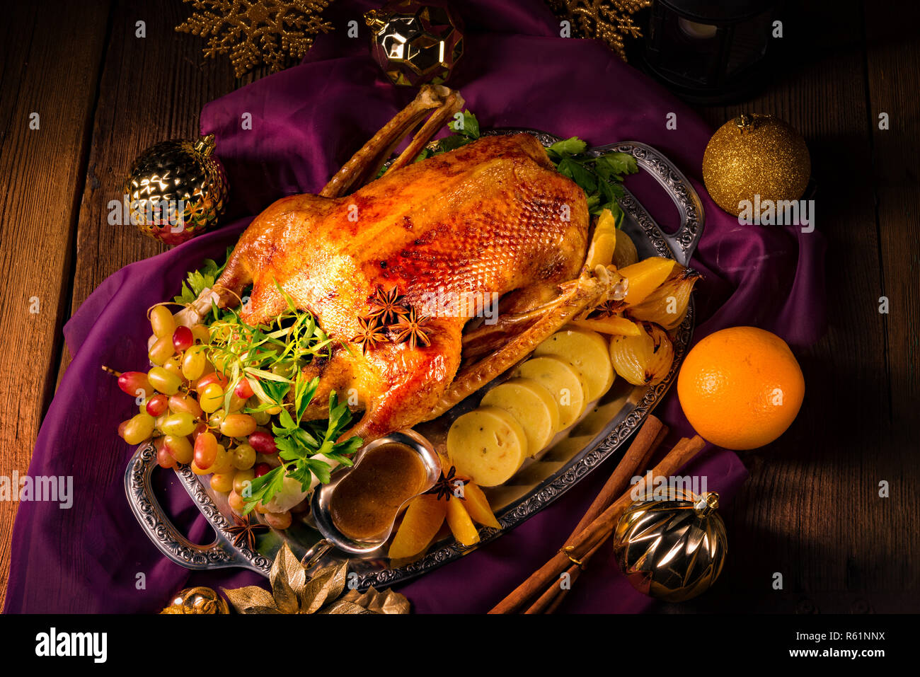 christmas goose dinner Stock Photo - Alamy