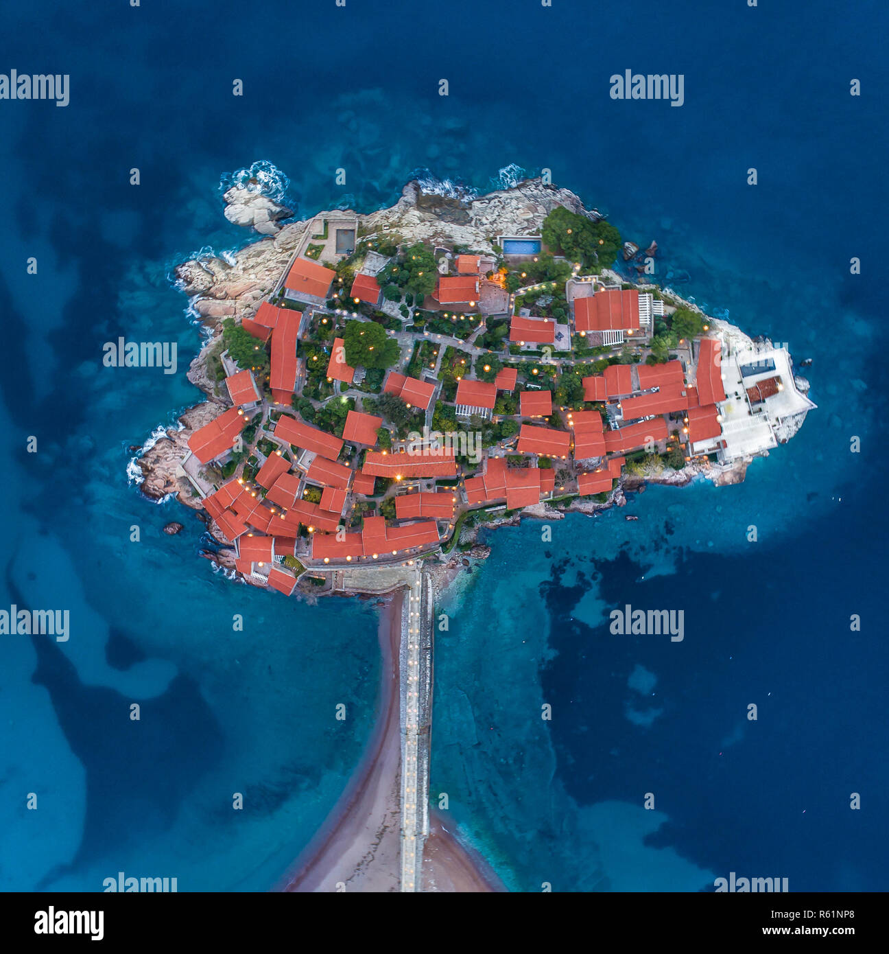 Aerial view of sveti stefan island Budva Montenegro Stock Photo - Alamy