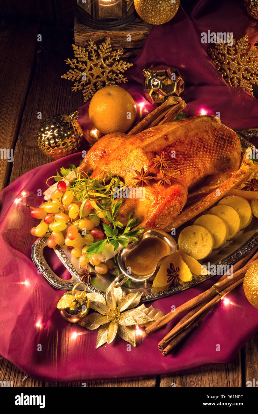 christmas goose dinner Stock Photo - Alamy