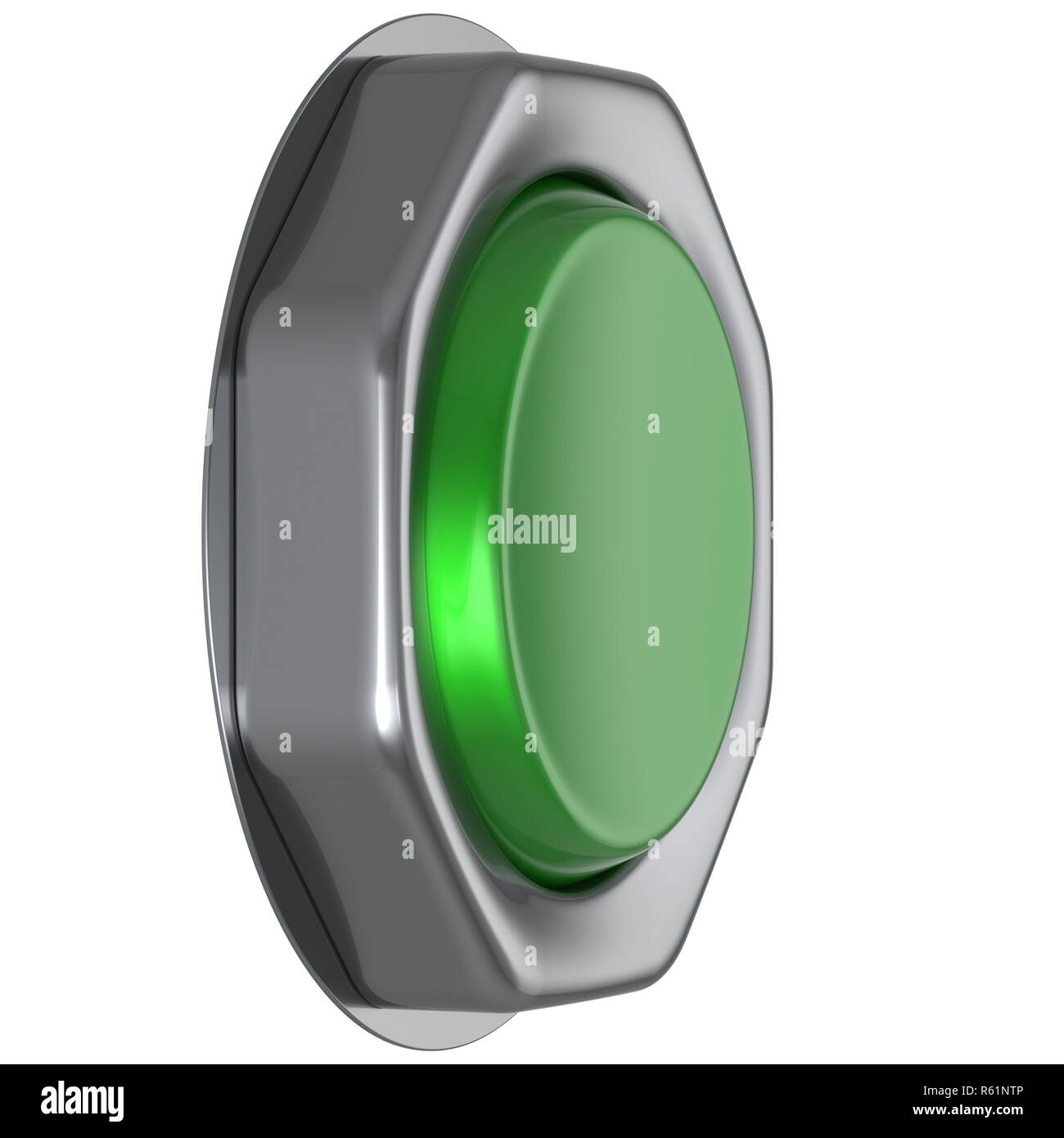 Button green push down activate positive power switch start turn on off ...