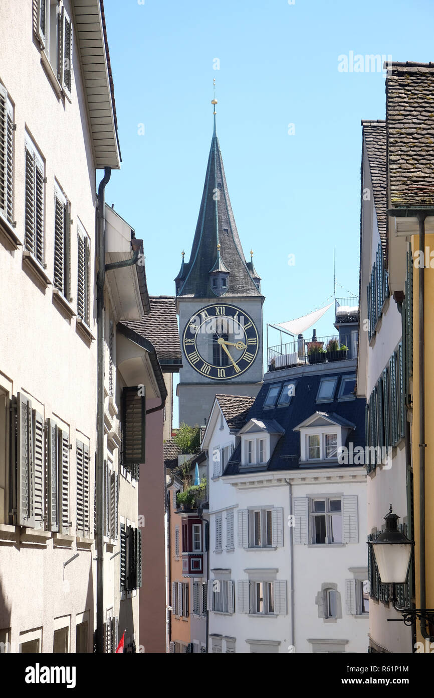 Zurich clock tower hi-res stock photography and images - Alamy