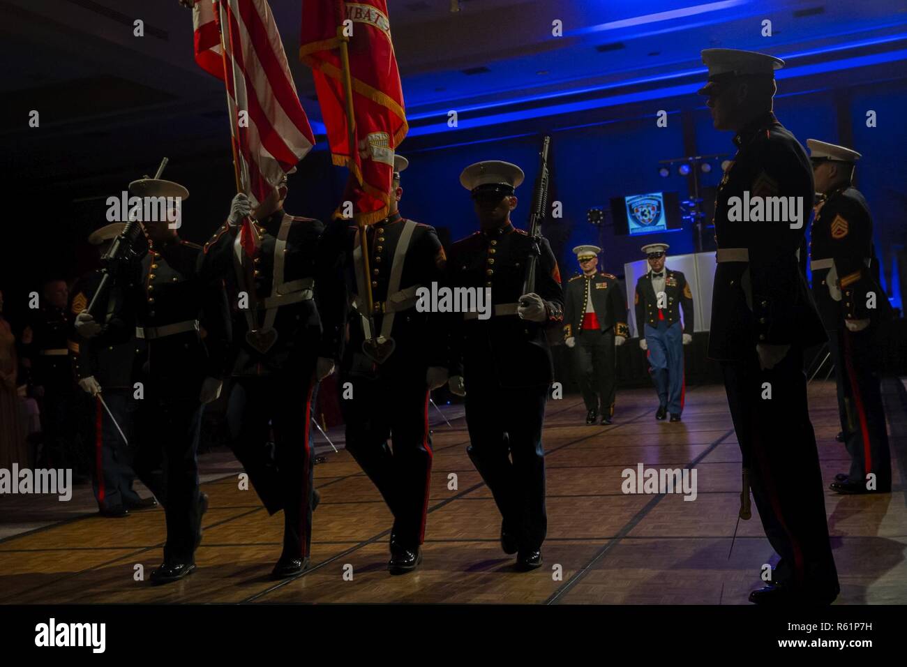 U.S. Marines with the Combat Logistics Battalion (CLB) 3 Color Guard ...