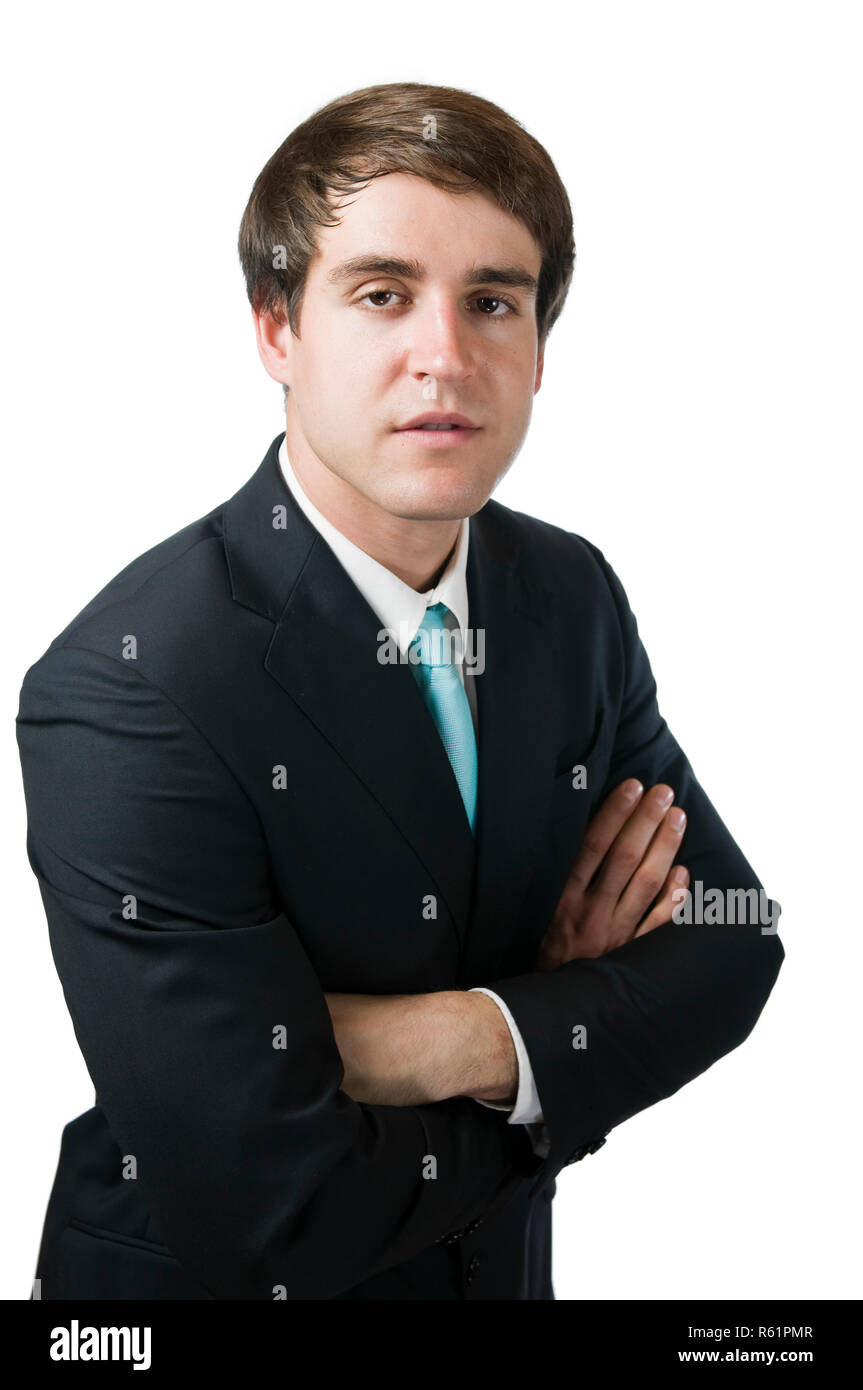man fold ones arms on white Stock Photo - Alamy