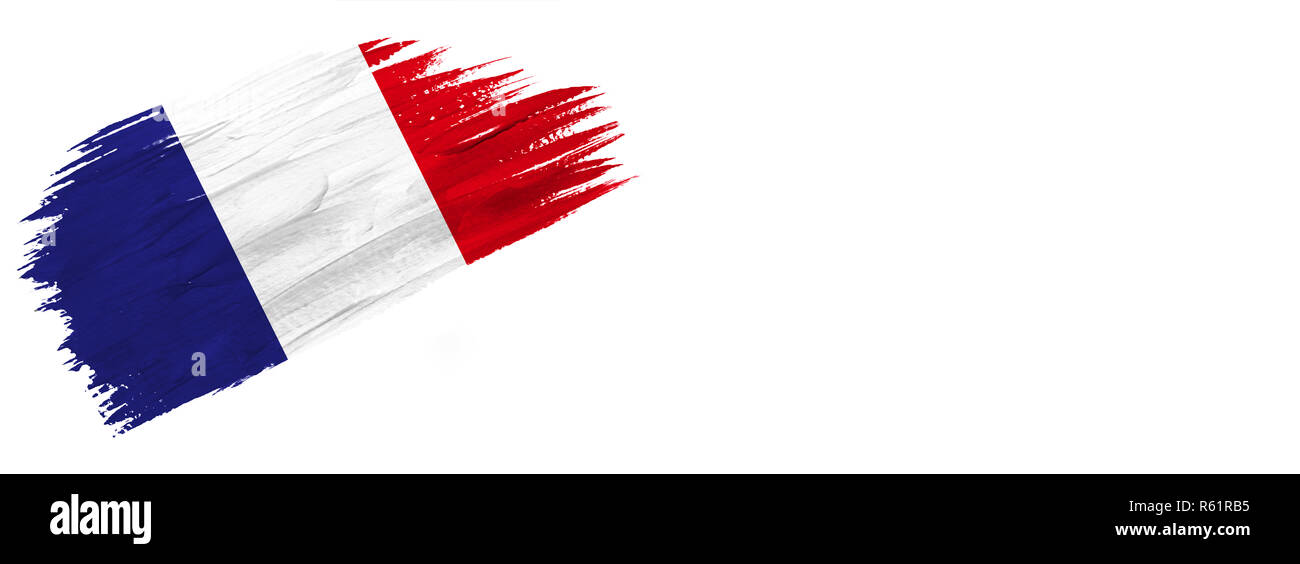 brushes painted flag. Hand-drawn style flag of France isolated on white ...