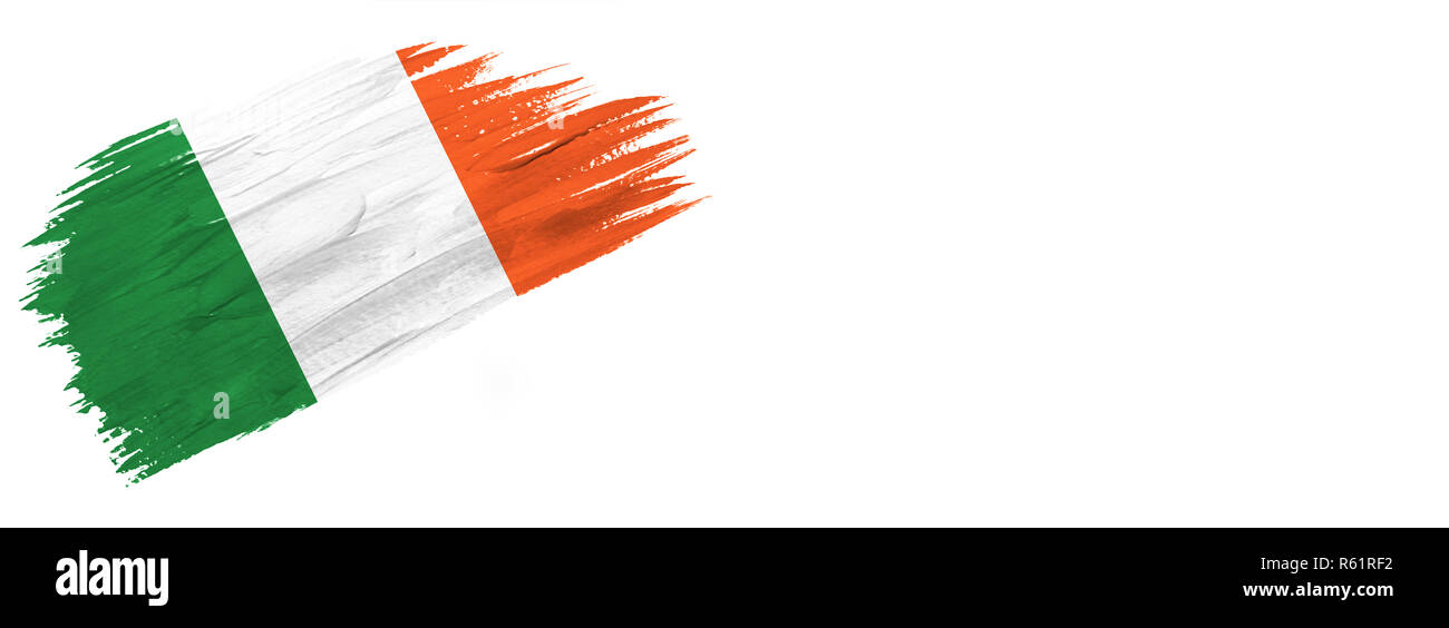 brushes painted flag. Hand-drawn style flag of Ireland isolated on ...