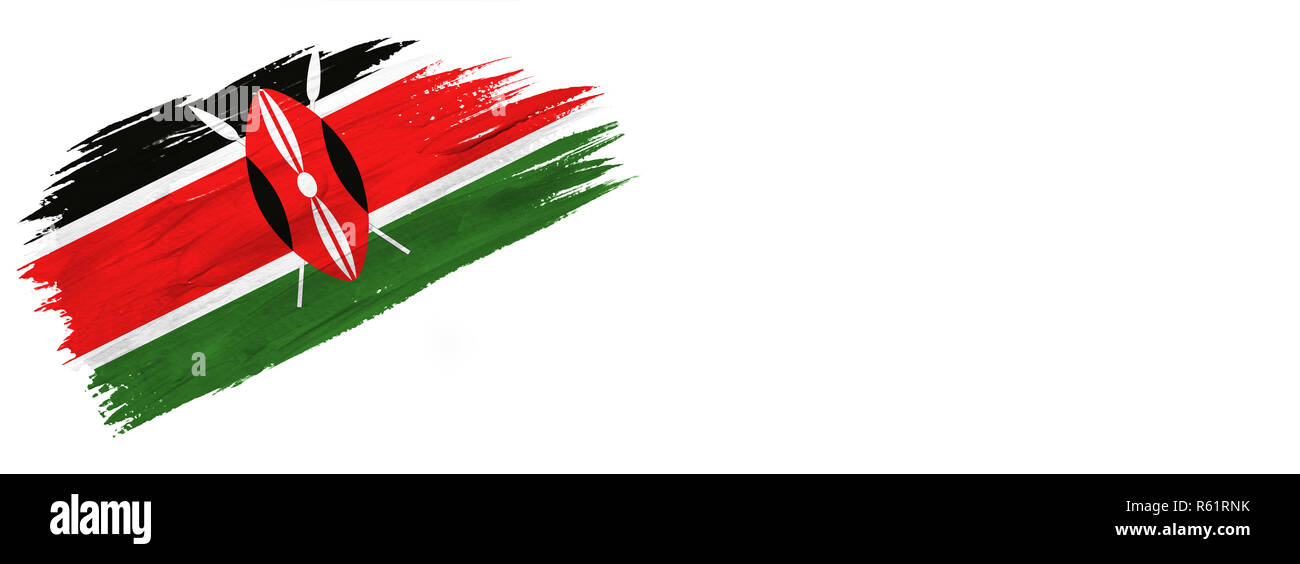 brushes painted flag. Hand-drawn style flag of Kenya isolated on white ...