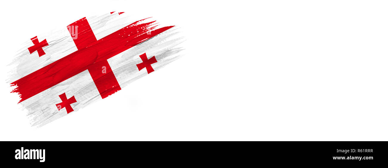 brushes painted flag. Hand-drawn style flag of Georgia isolated on ...