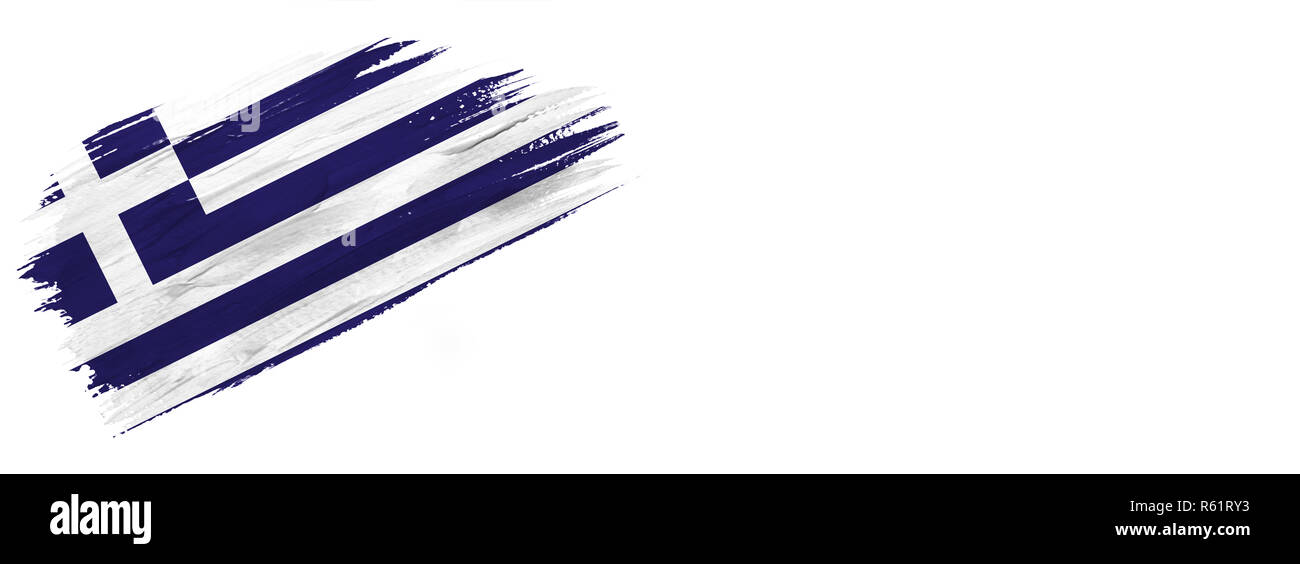 brushes painted flag. Hand-drawn style flag of Greece isolated on white ...