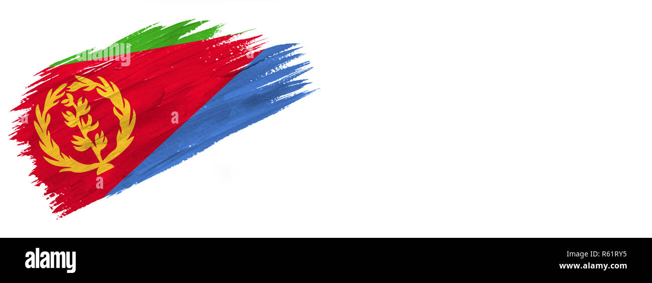 brushes painted flag. Hand-drawn style flag of Eritrea isolated on ...