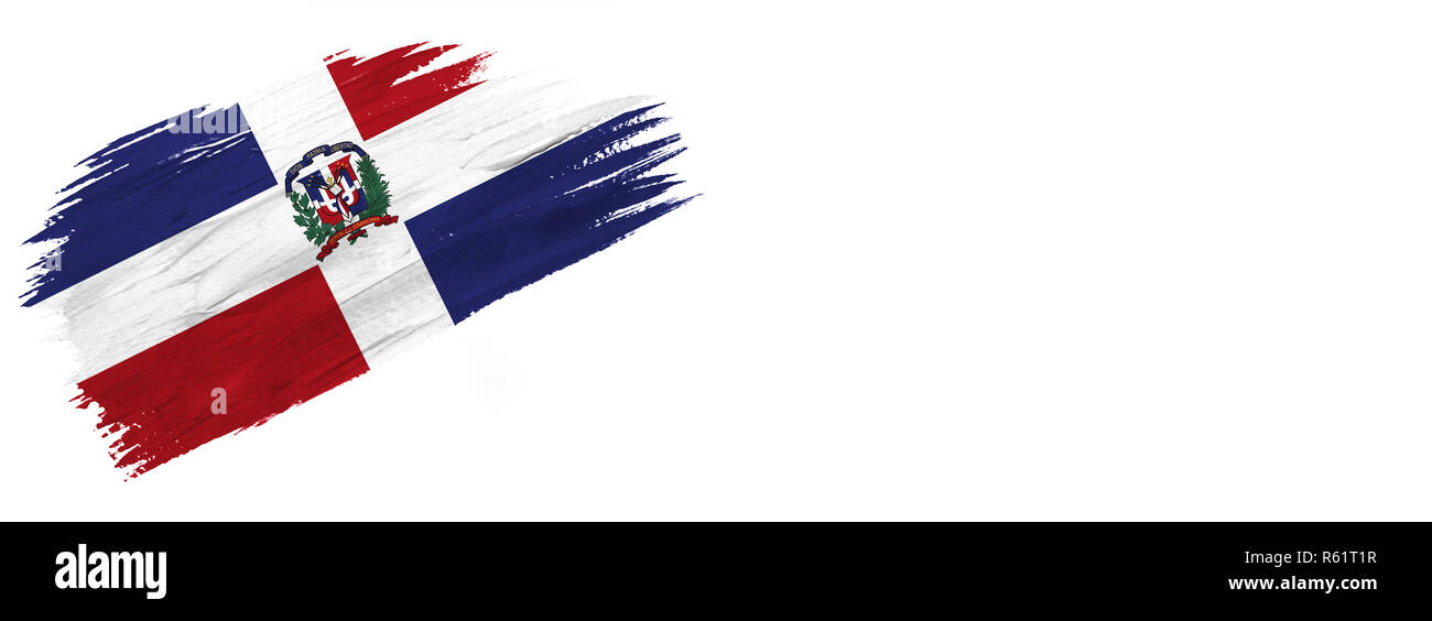 brushes painted flag. Hand-drawn style flag of Dominican Republic ...