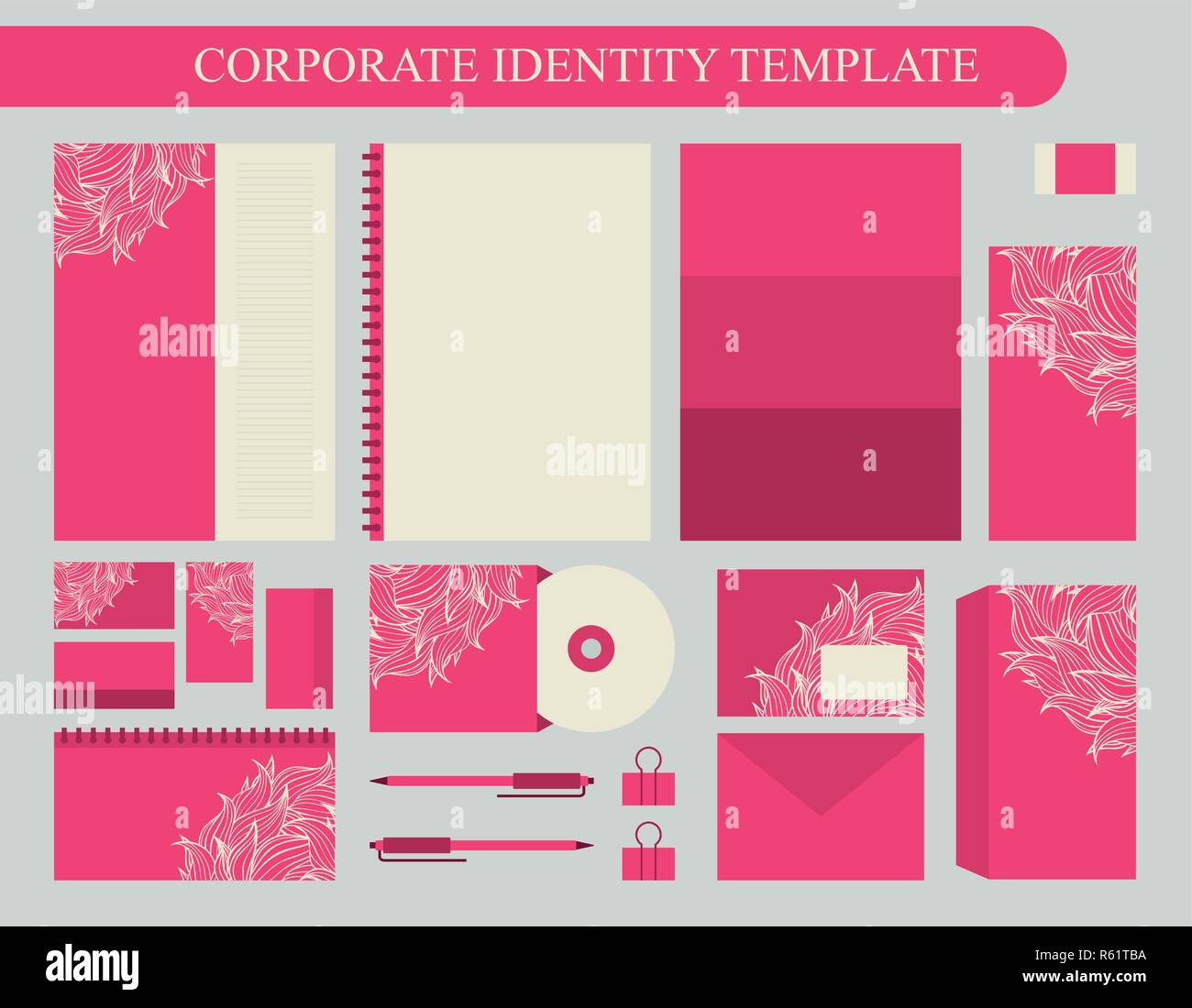Pink corporate identity design template with beige elements. Business ...