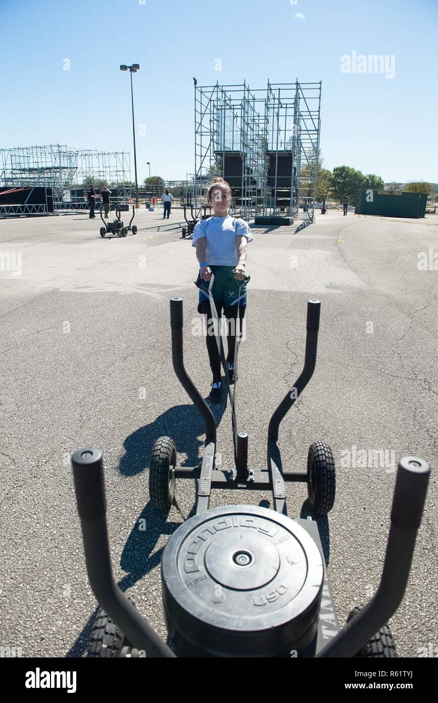 U.S. Air Force Airmen compete in a 32-obstacle course during the Alpha ...