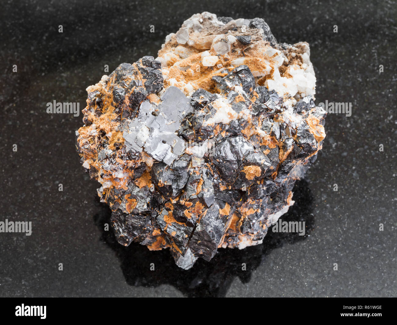 raw Sphalerite with Galena ore on dark background Stock Photo - Alamy