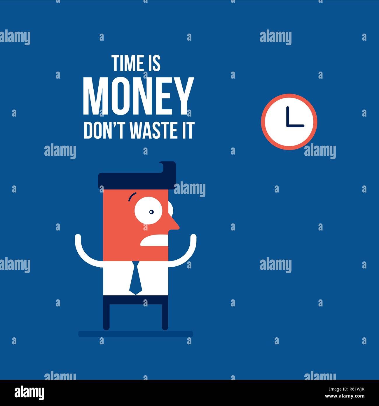 Time is money concept Businessman and the clocks Vector illustration ...