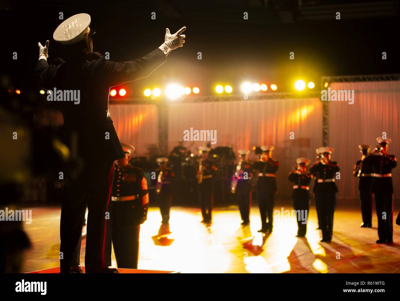 CW03 Andres Navarro, the Band Officer of the III Marine Expeditionary ...