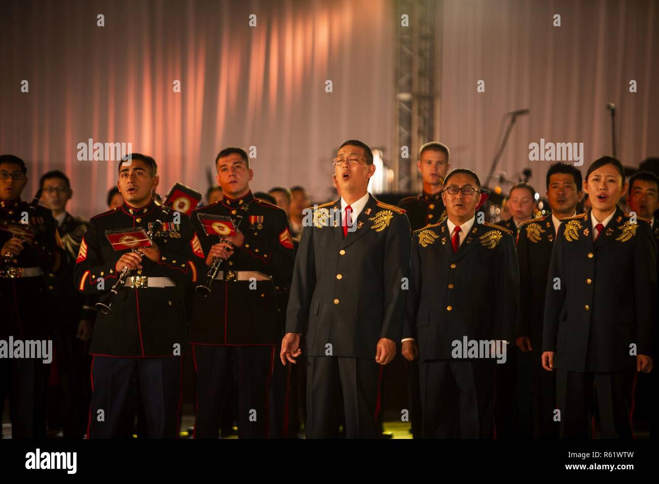 U.S. Marines with the III Marine Expeditionary Force (III MEF) Band and ...