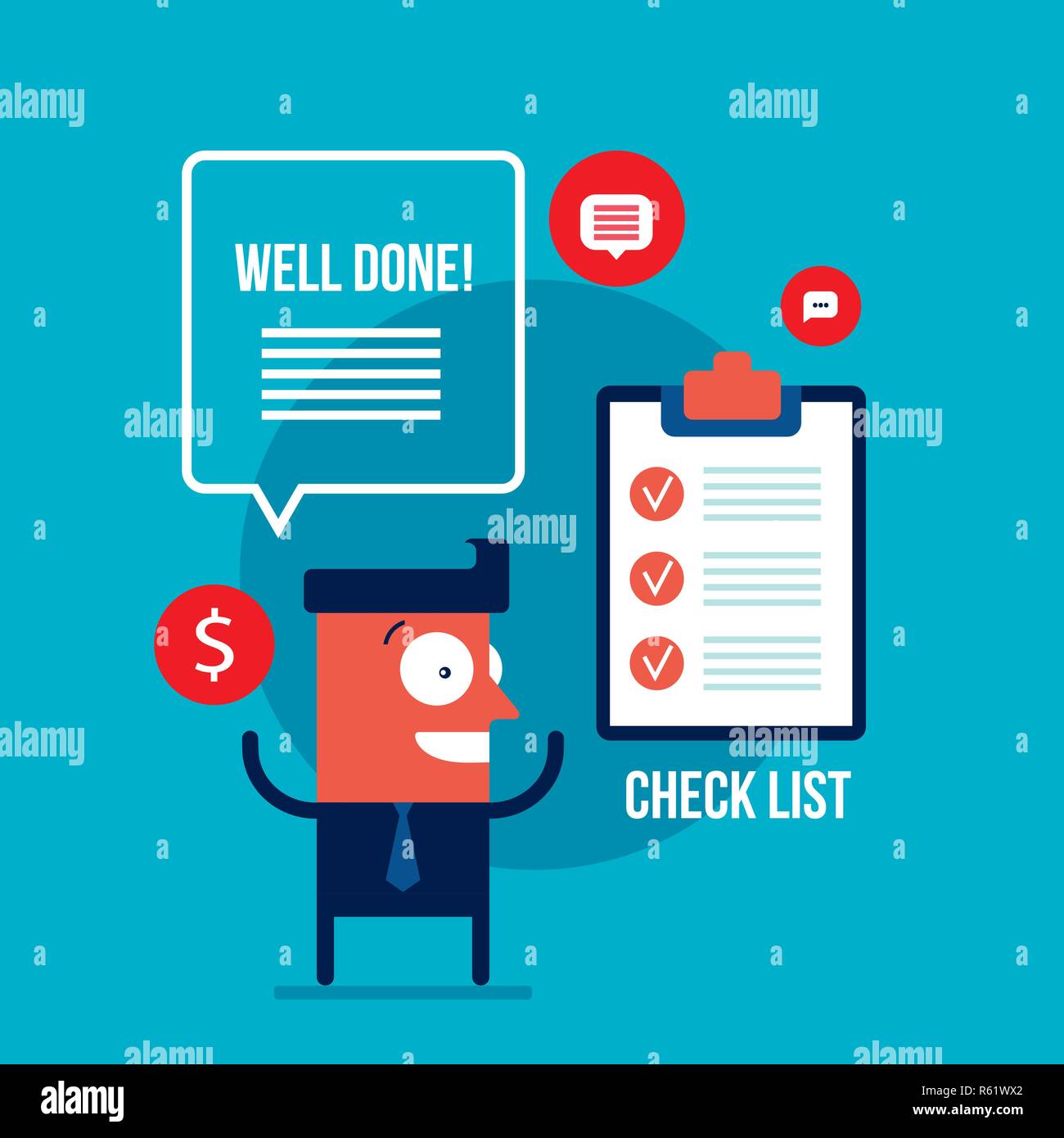 Happy excited businessman with check list Business success concept ...