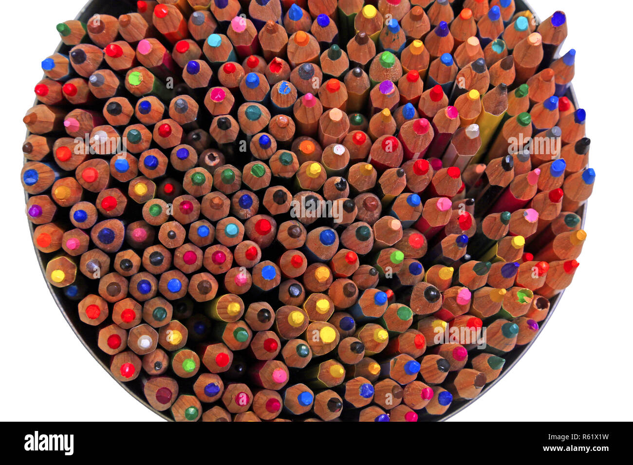 many crayons in the jar on white background Stock Photo - Alamy