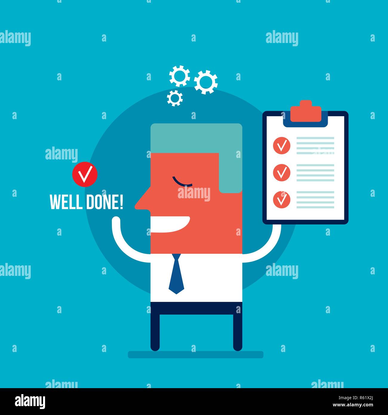 Happy excited businessman with check list Business success concept ...