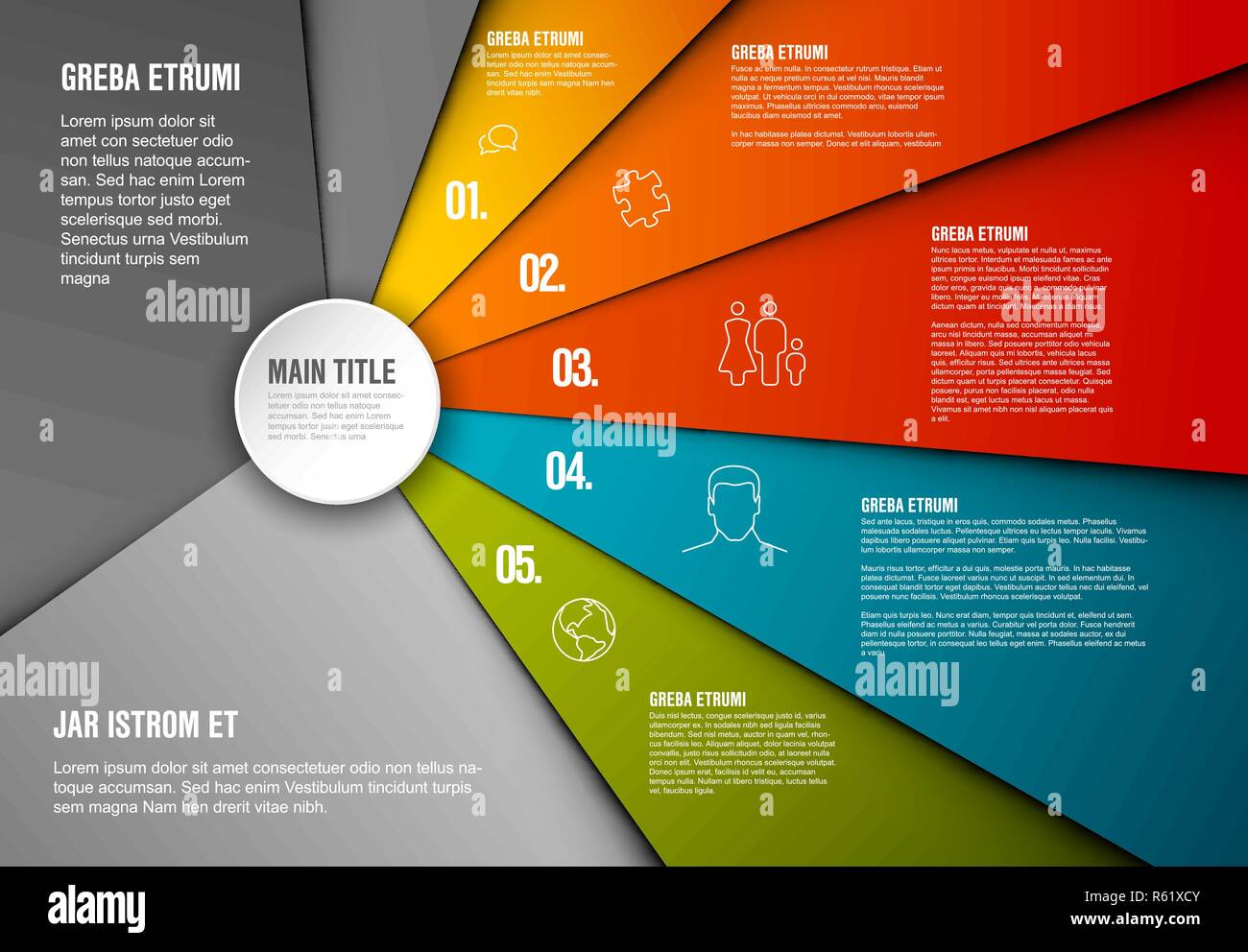 Vector Infographic diagram template made from lines and icons with five ...