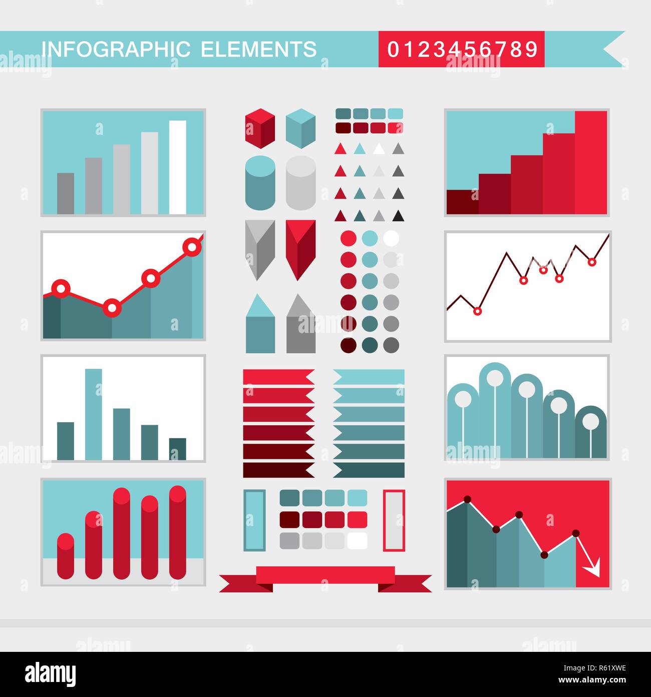 Infographic elements charts, graph, diagram arrowssignsbars ...