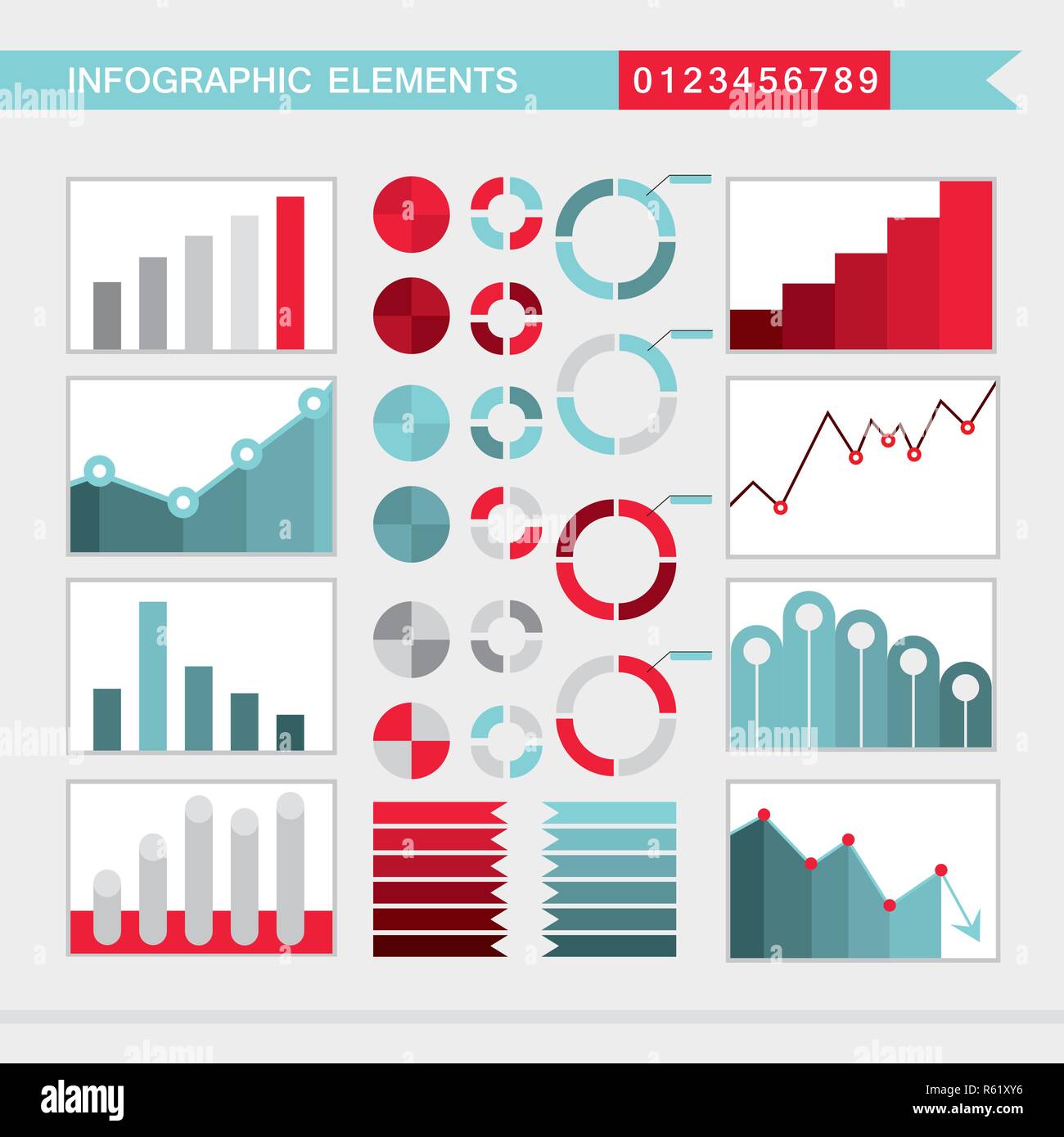 Set of infographic elements charts, graph, diagram, arrows,signsbars ...