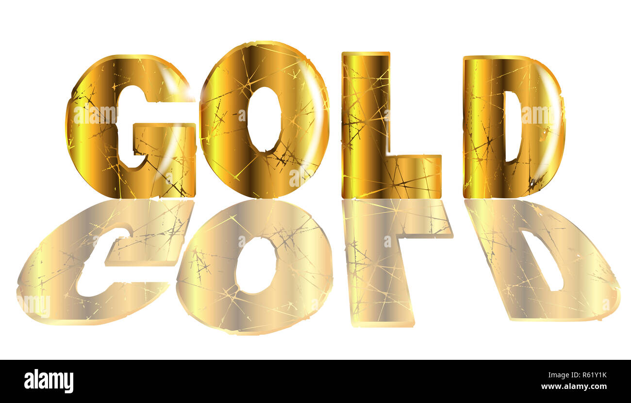 Gold Text On White Stock Photo - Alamy