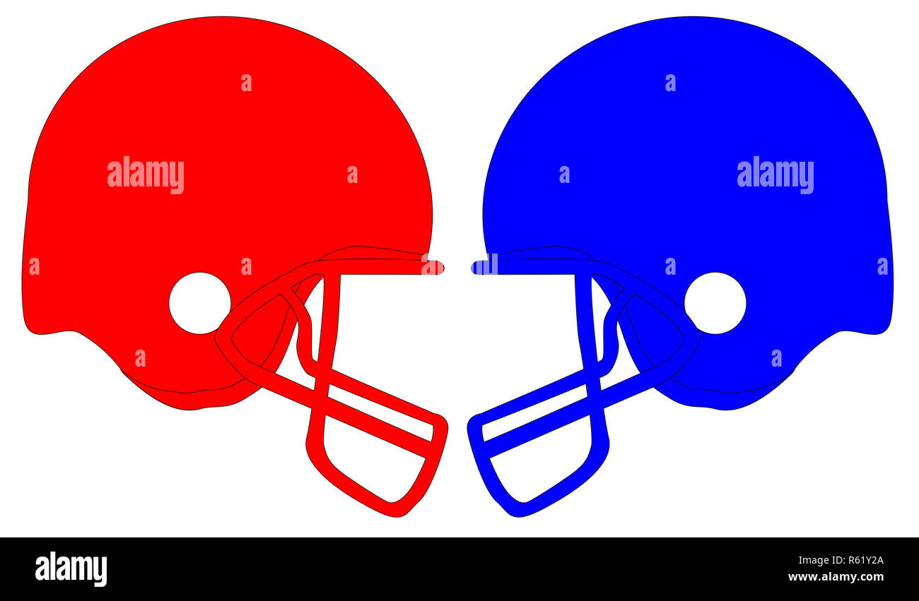 Football helmets Red And Blue Stock Photo - Alamy