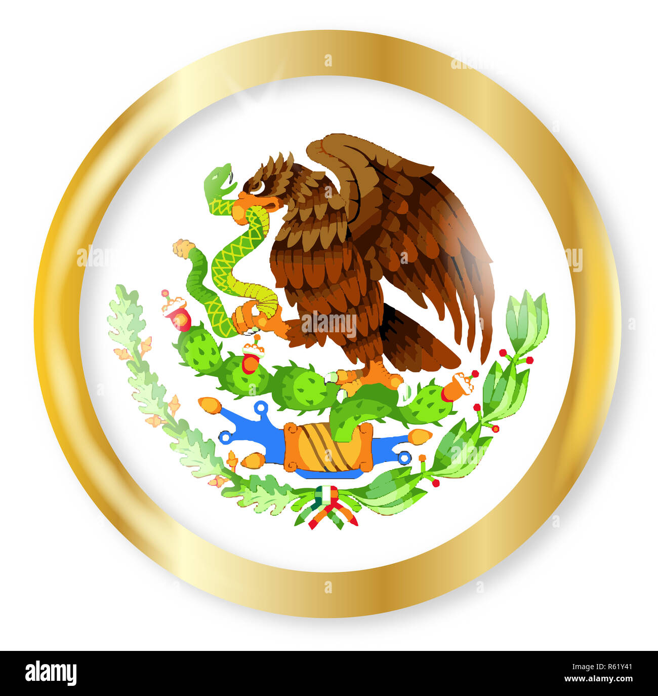 Mexican Flag Emblem Button Stock Photo - Alamy