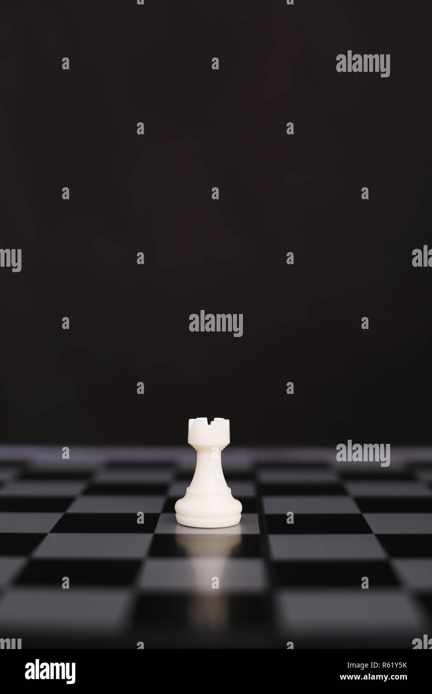Portrait of white chess pawn on the chessboard. isolated on the black ...
