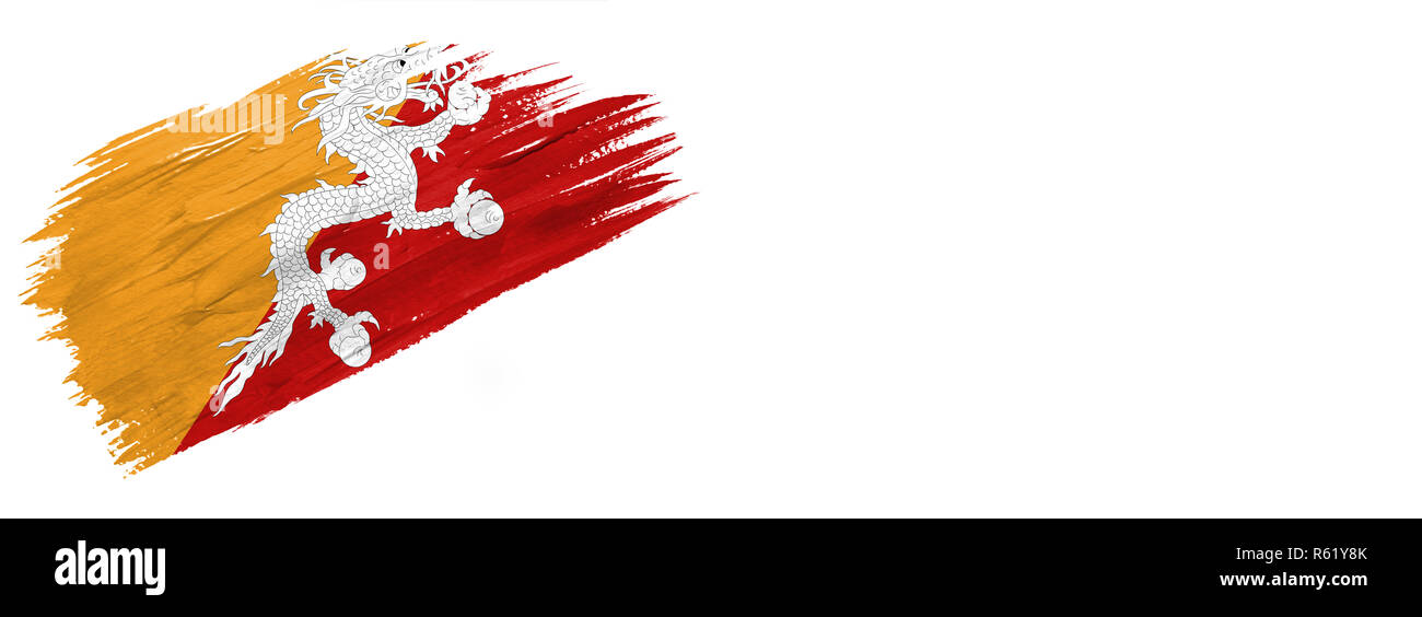 brushes painted flag. Hand-drawn style flag of Butane isolated on white ...