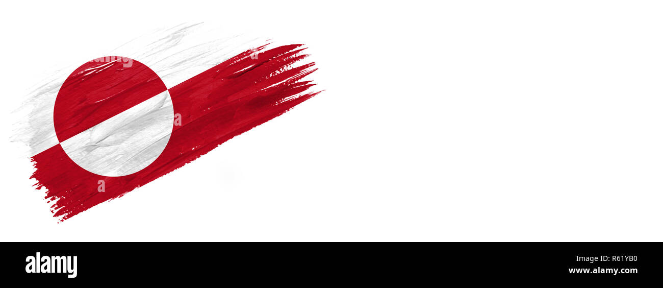 brushes painted flag. Hand-drawn style flag of Greenland isolated on ...