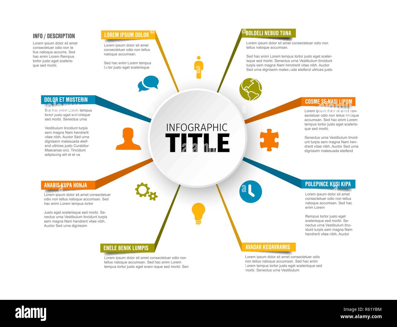 Vector multipurpose Infographic template with eight elements Stock ...