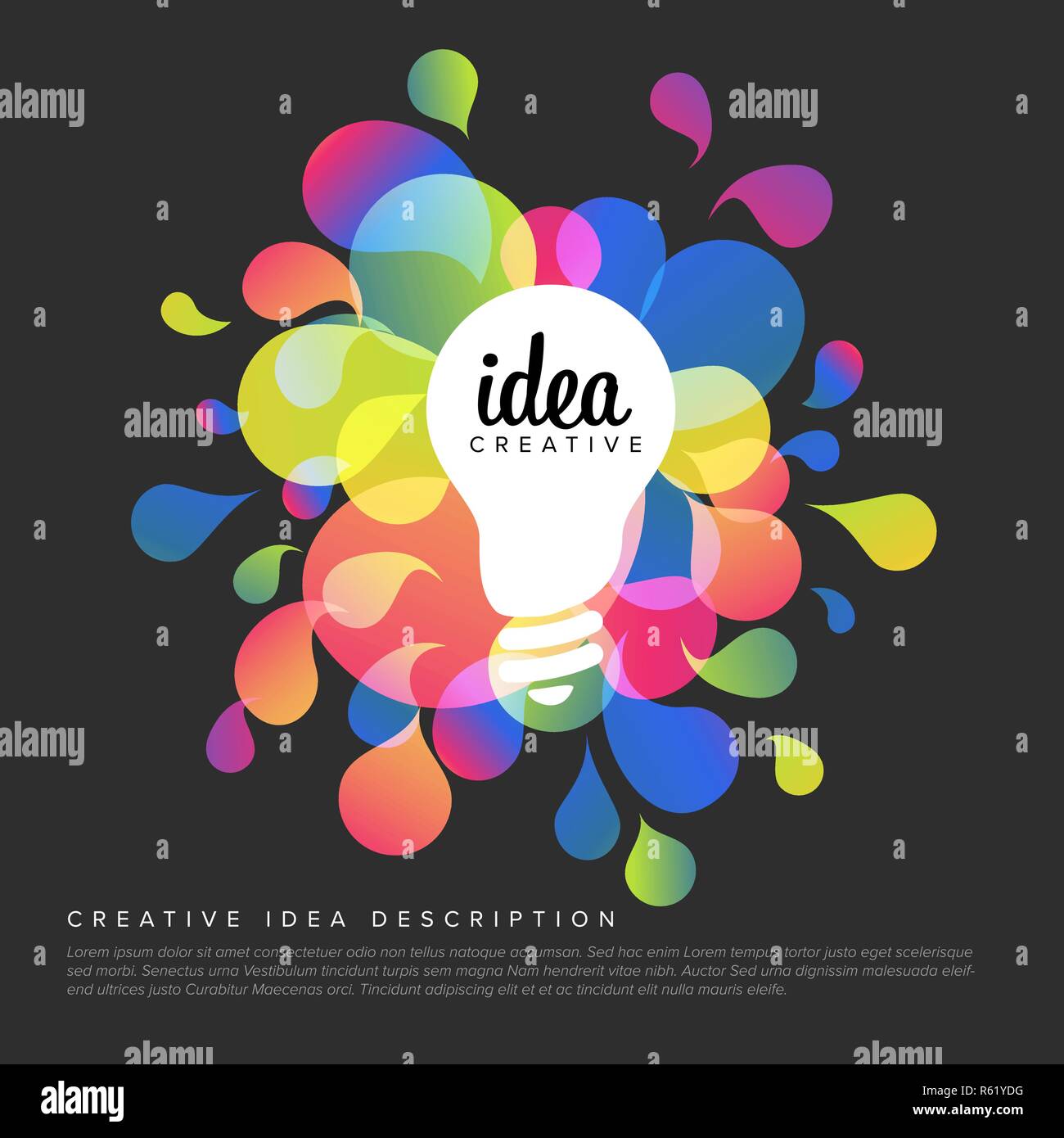 Creative idea concept illustration template made from colorful droplets ...