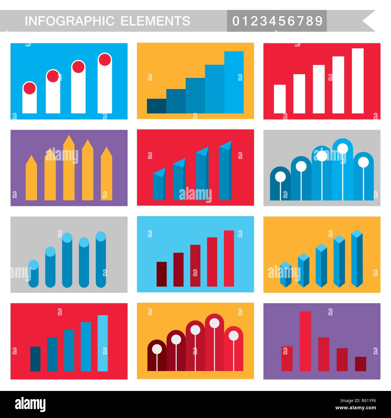 Colorful infographic elements charts, graph diagram. Vector ...