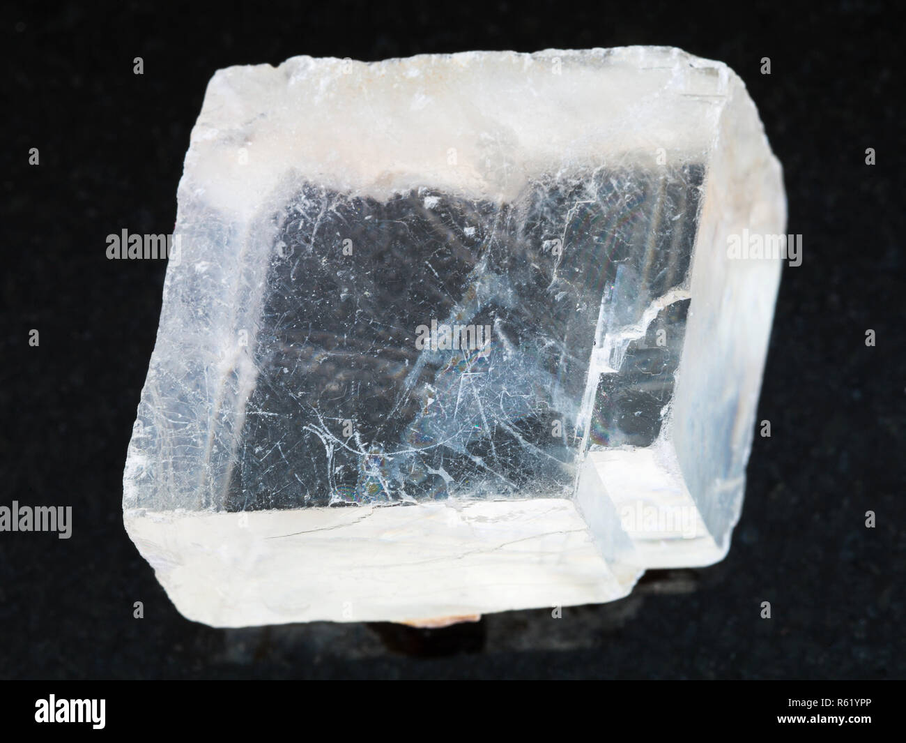 raw crystal of Iceland spar gemstone on dark Stock Photo - Alamy