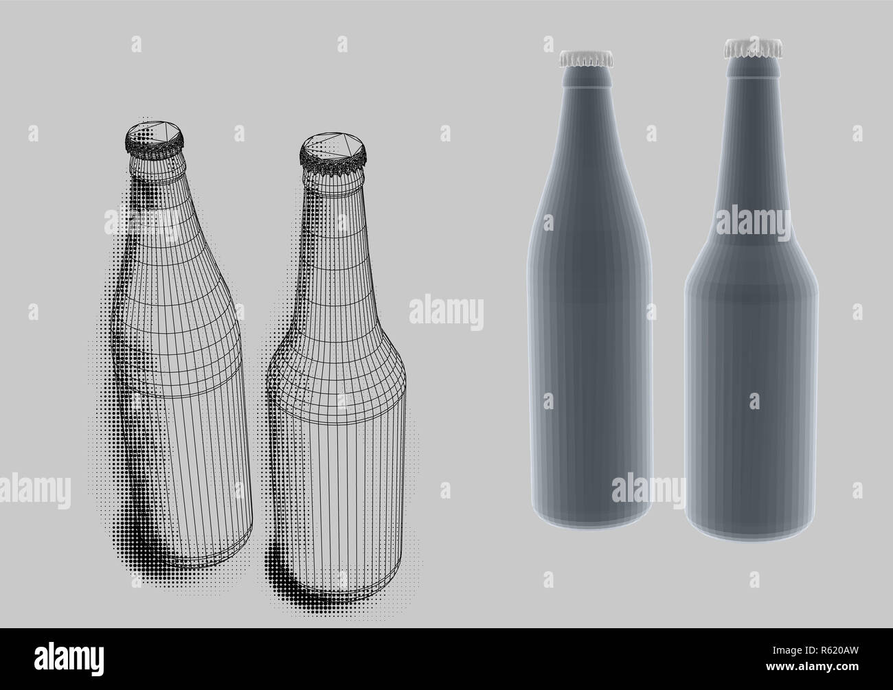 beer bottles on a gray background Stock Photo - Alamy