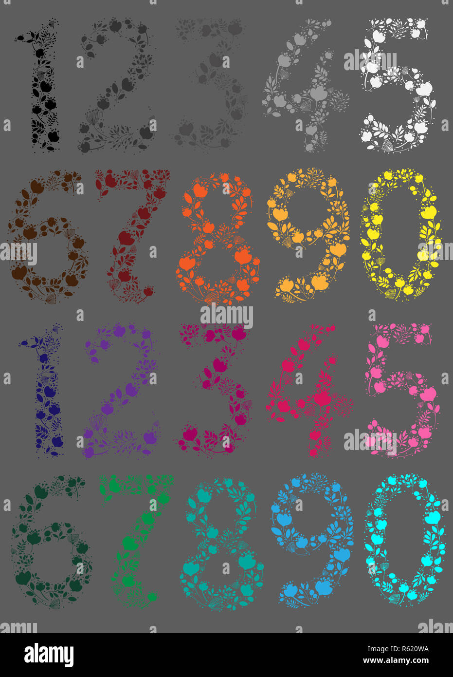 Colorful Floral Numerals Stock Photo - Alamy