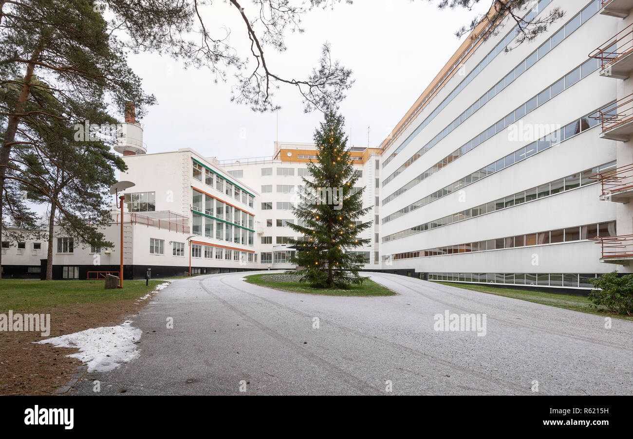 PAIMIO, FINLAND - DECEMBER 2, 2018: Paimio Sanatorium designed by Alvar ...