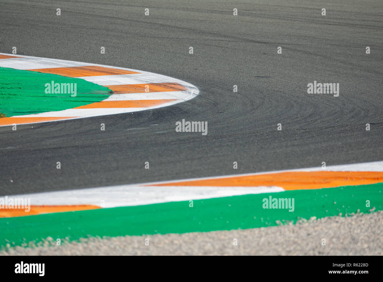 Race circuit road curve detailed view with pattern colors Stock Photo ...