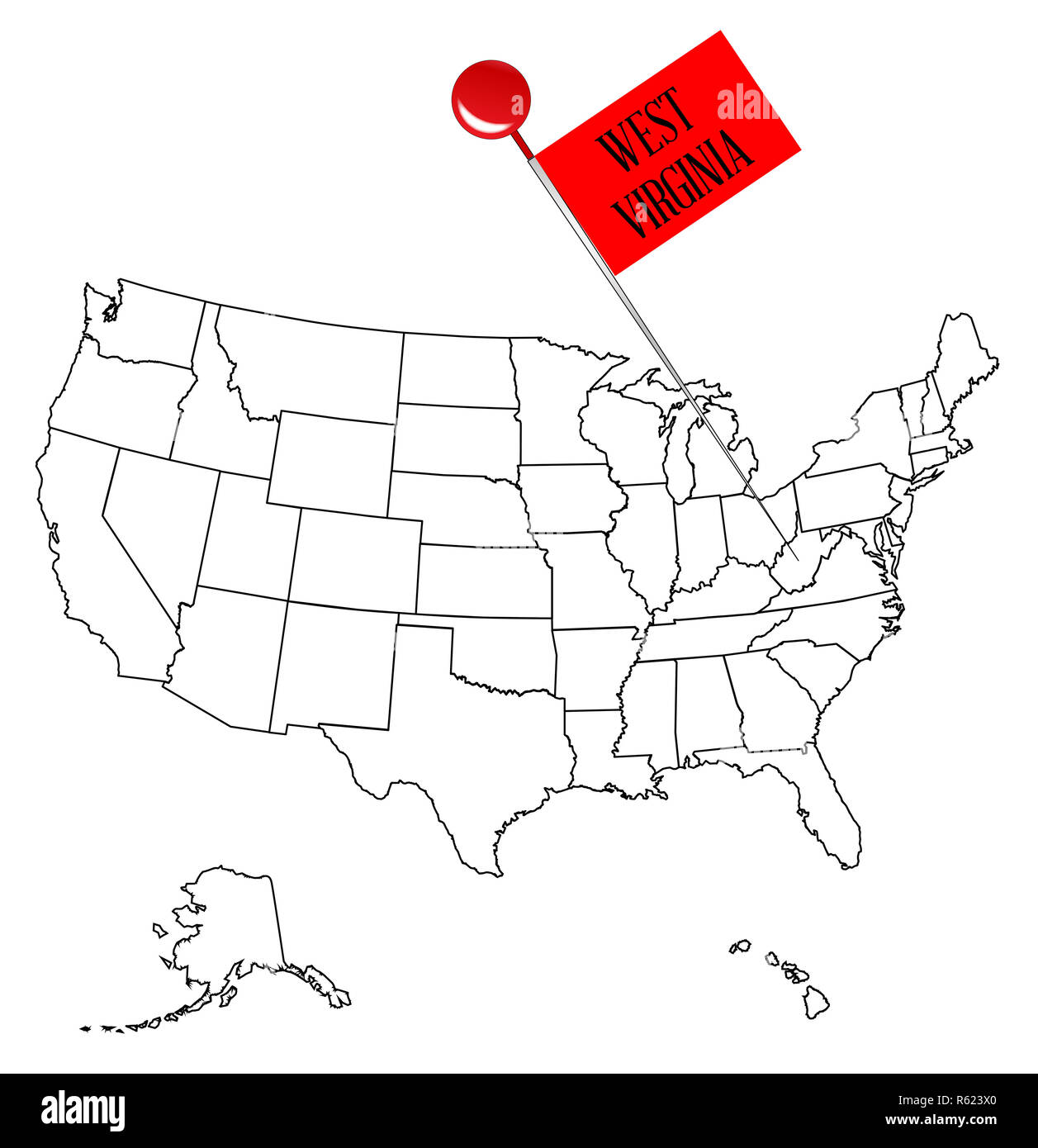 West virginia map pin hi-res stock photography and images - Alamy