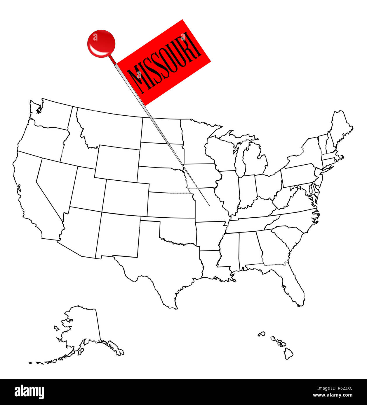 Missouri map pin hi-res stock photography and images - Alamy